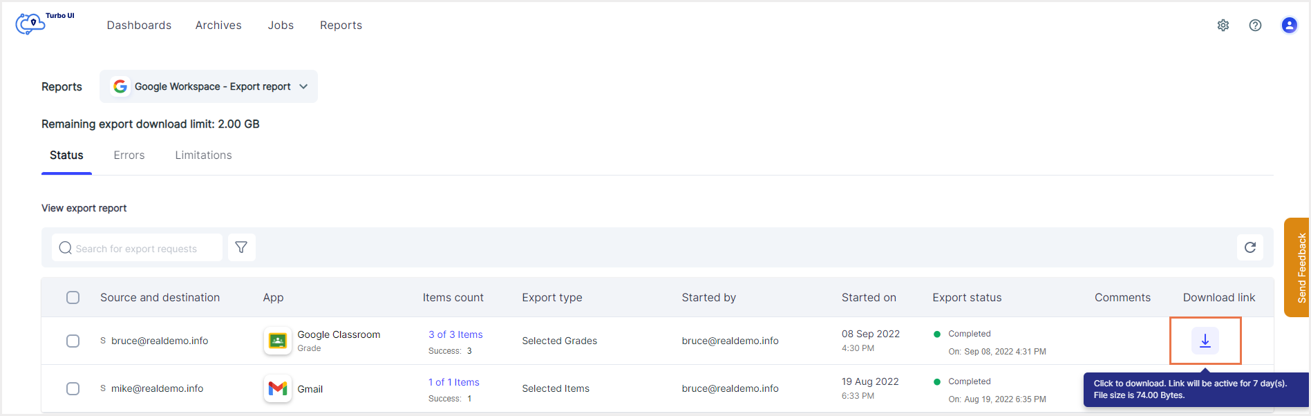 How to export Grades data in Google Classroom from the SysCloud backup application?
